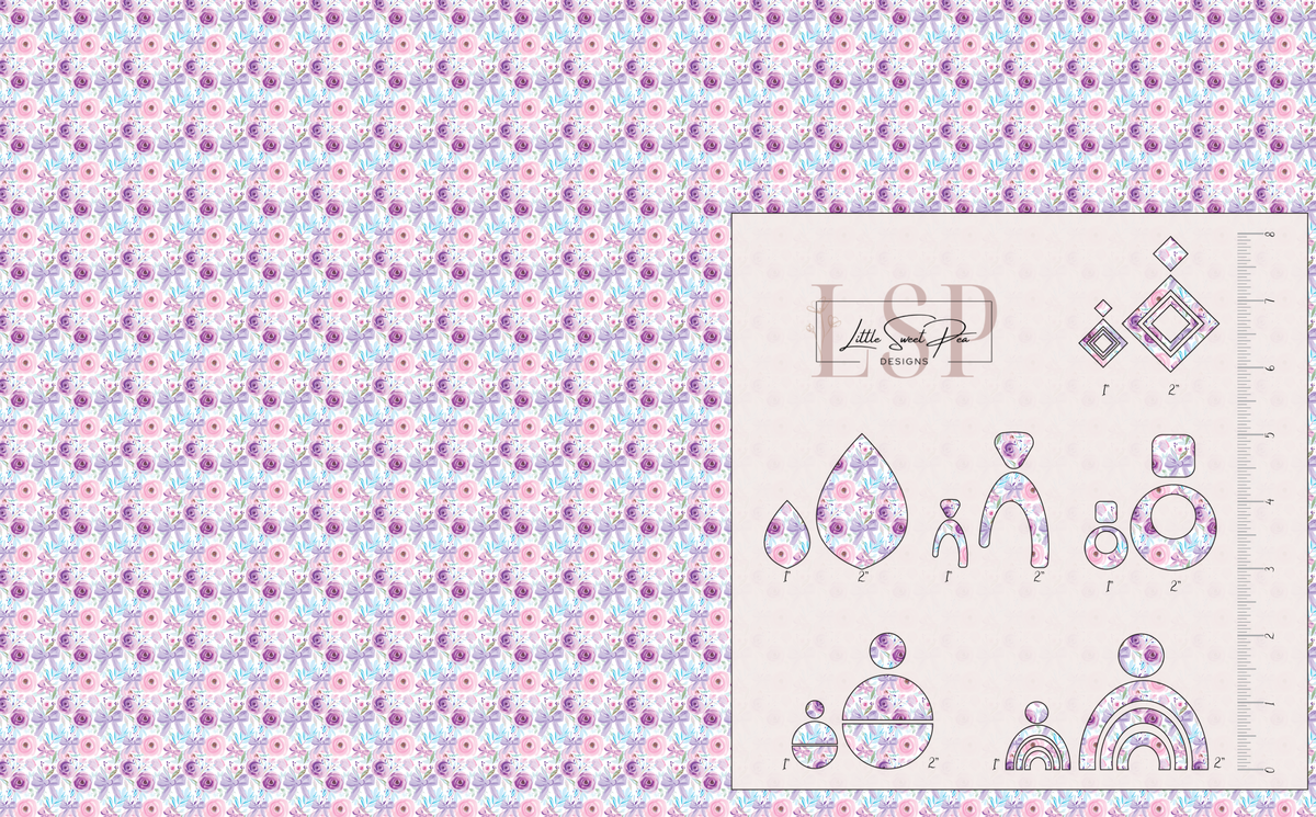 0209 - Purple Flowers and Bows – Little Sweet Pea Designs