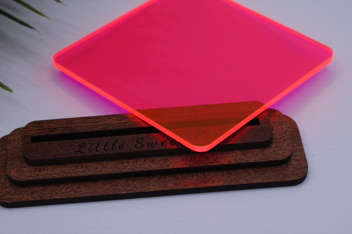 Florescent Transparent Pink - 1/8" Acrylic Sheet – Little Sweet Pea Designs