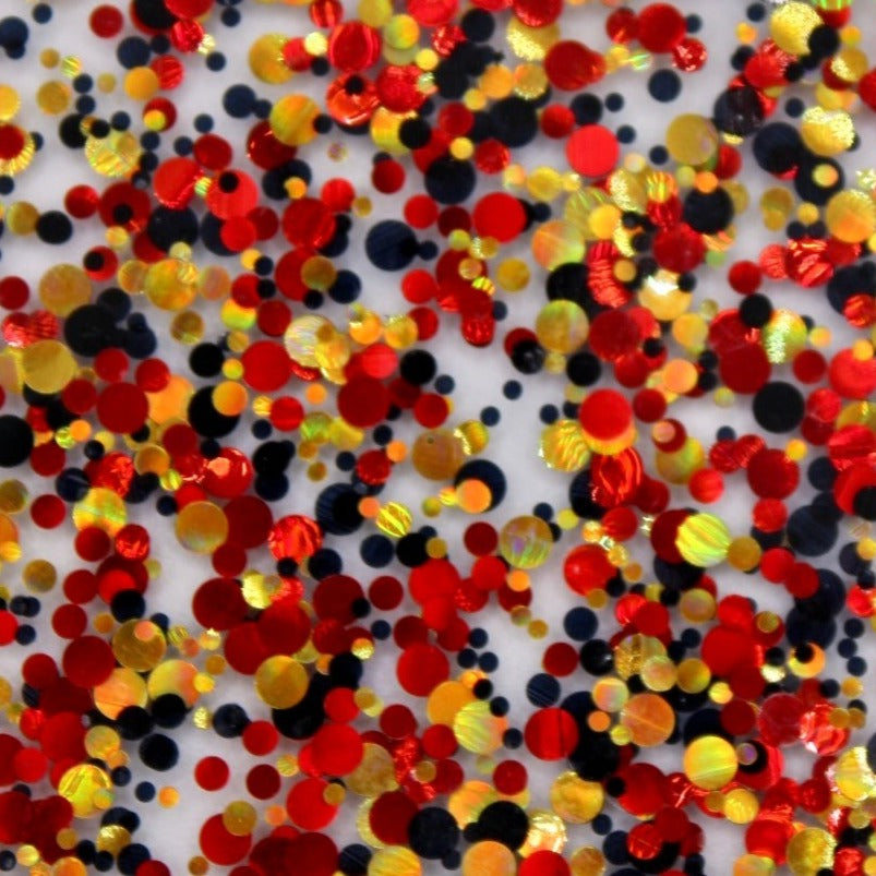 Scratch and Dent: Red, Gold and Black Glamourous Dots - 1/8" Cast Acry ...